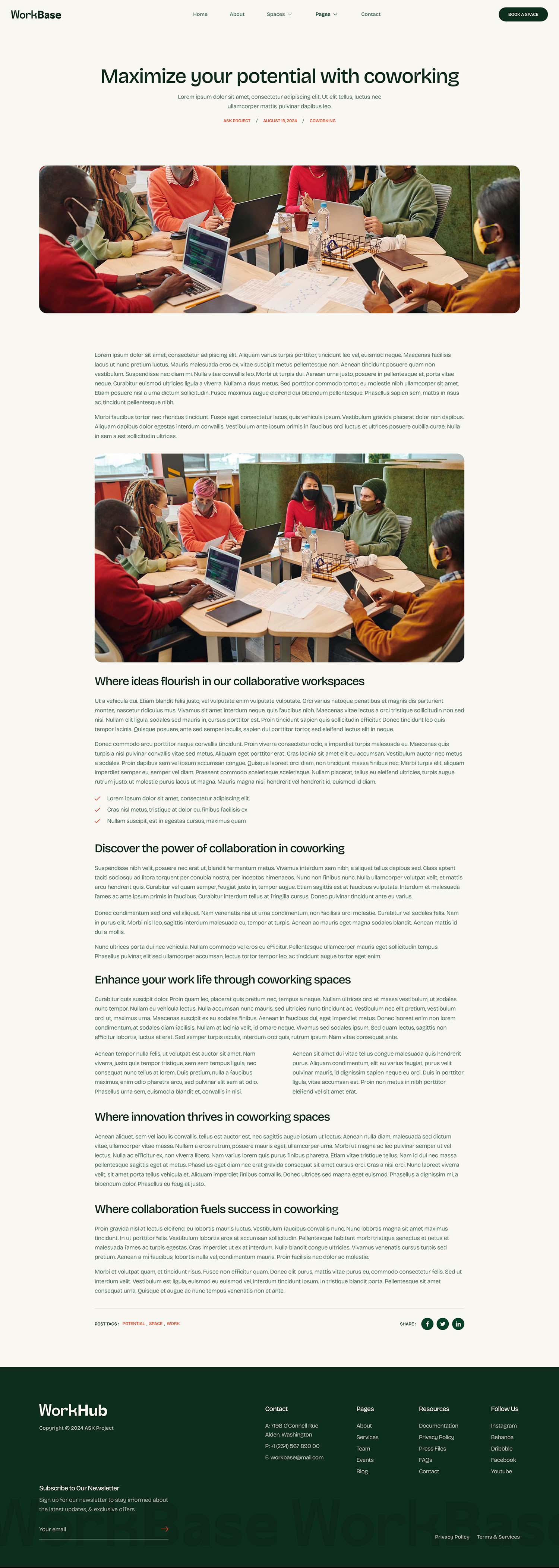 WorkBase - Coworking & Creative Space Elementor Template Kit by askproject